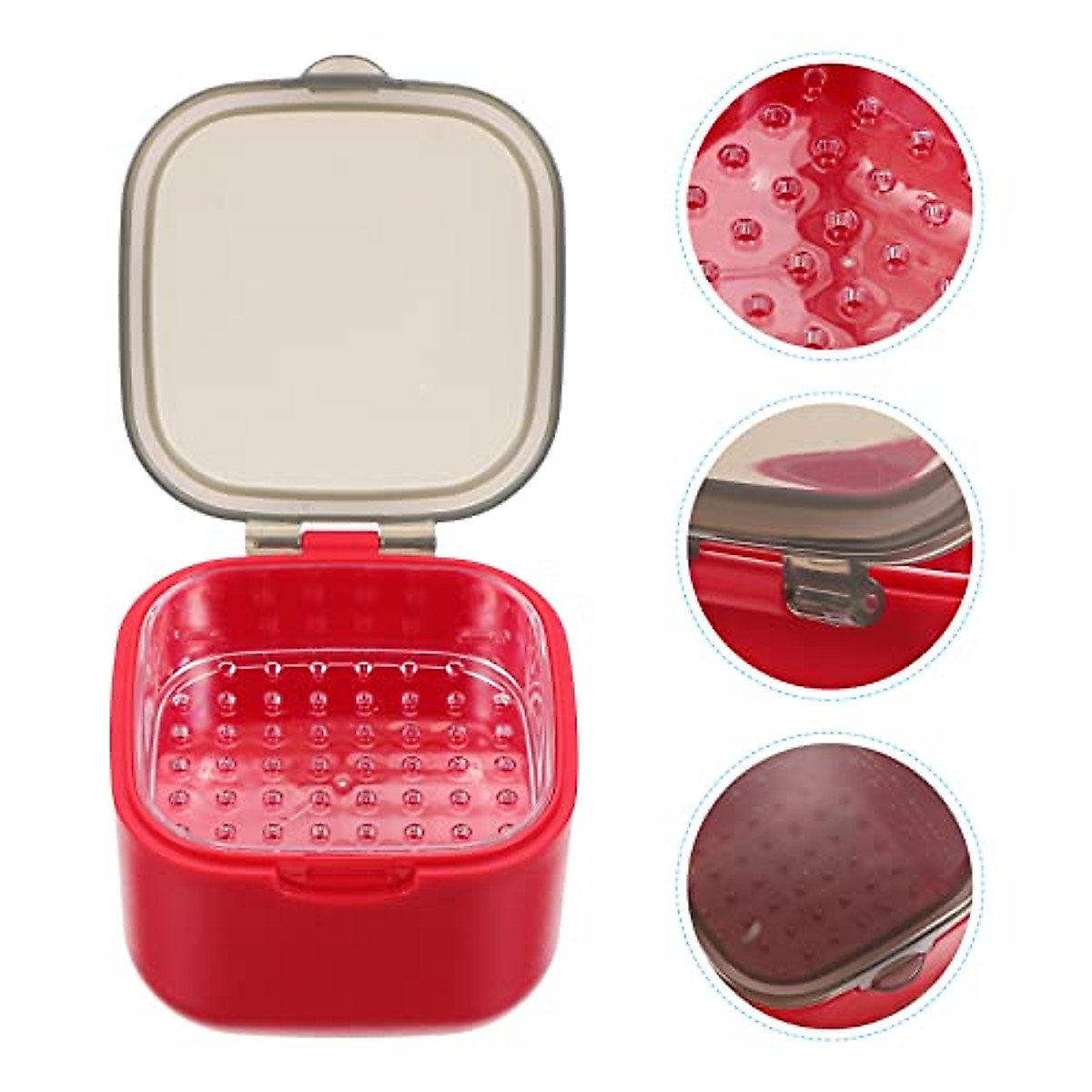 Healifty Denture Case Denture Box Holder Storage Container False Teeth Holder Denture Bath Cleaning Soaking Cup with Strainer And Lid for Travel and Home