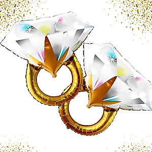 KatchOn, Gold Letter Engaged Balloon with Huge Diamond Ring Balloon - Pack of 2 | Gold Engagement Balloons for Engagement Party Decorations | Diamond Balloons for Wedding, Bridal Shower, Engaged Decor