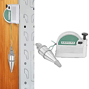 Plumb Bob, Alloy Steel Vertical Measuring Tool, Plumb Bob with Magnetic Recoil Cord Box for Woodworking (6 Meters)