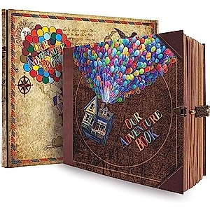 JIMBON Our Adventure Book Scrapbook Photo Album,Retro Style Embossed Letter Cover Travel Diary Journal Scrap Book Kit For Couples,Memory Book For Anniversary Wedding,Best Friend Gift