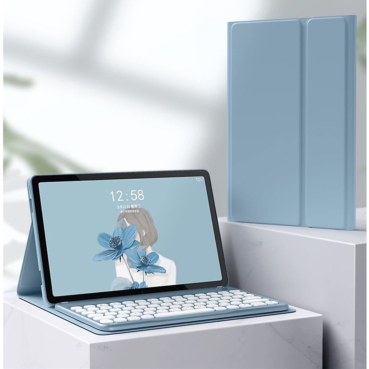 Keyboard Case for Lenovo Tab M10 Plus 3rd Gen 2022 Release, Round Keys Detachable Wireless Bluetooth Keyboard Case for (Model: TB125FU / TB128FU / TB128XU), Teal