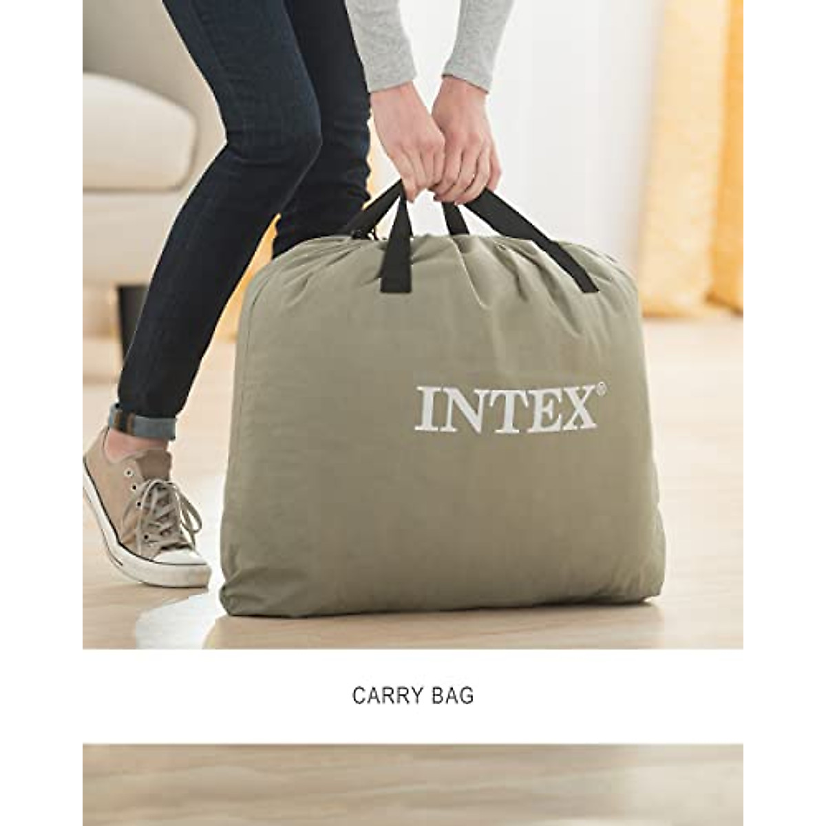 Intex 64739WB Dura-Beam Extra Raised Airbed: Queen Size – Built-in Electric Pump – 20in Bed Height – 600lb Weight Capacity - Maroon