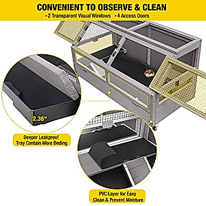 Aivituvin Guinea Pig Cage Anti-Chewing Hamster Cage Indoor Outdoor Small Animal Cages with Chewing Toy, Food Bowl, Hideout and Deep Leakproof Tray