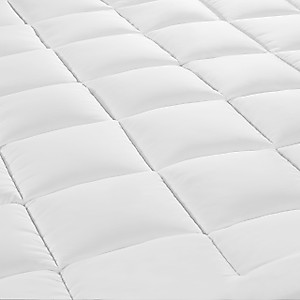 Serta Memory Flex Soft Queen Mattress Topper, 2" Pillow Top Mattress Pad, Cushioning Stain Resistant Mattress Protector with 15" Pocket for Secure Fit, Machine Washable, White