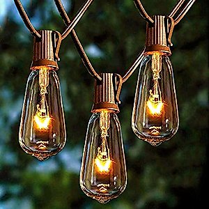 Afirst Outdoor String Lights 20FT with 22 Edison Bulbs Vintage Bistro Lights Waterproof ST40 String Lights for Patio Backyard Party Wedding-Brown Cord