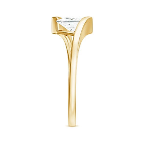 Rosec Jewels Certified Moissanite Solitaire Promise Ring, D-VS1 Quality, 5 MM Princess Cut Engagement Ring For Women, 14K Yellow Gold, Size:US 6.00