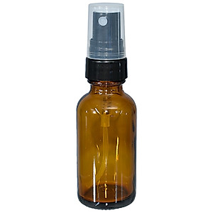 GlassBottleOutlet (Pack of 108) 1 oz. Amber Boston Round with Black Fine-Mist Sprayer