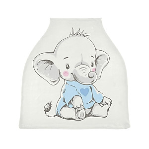 MNSRUU Baby Car Seat Covers Canopy Cover Blue Boy Elephant Baby Infant Stroller Cover Full Coverage Carseat Canopy Breathable Nursing Cover for Breastfeeding