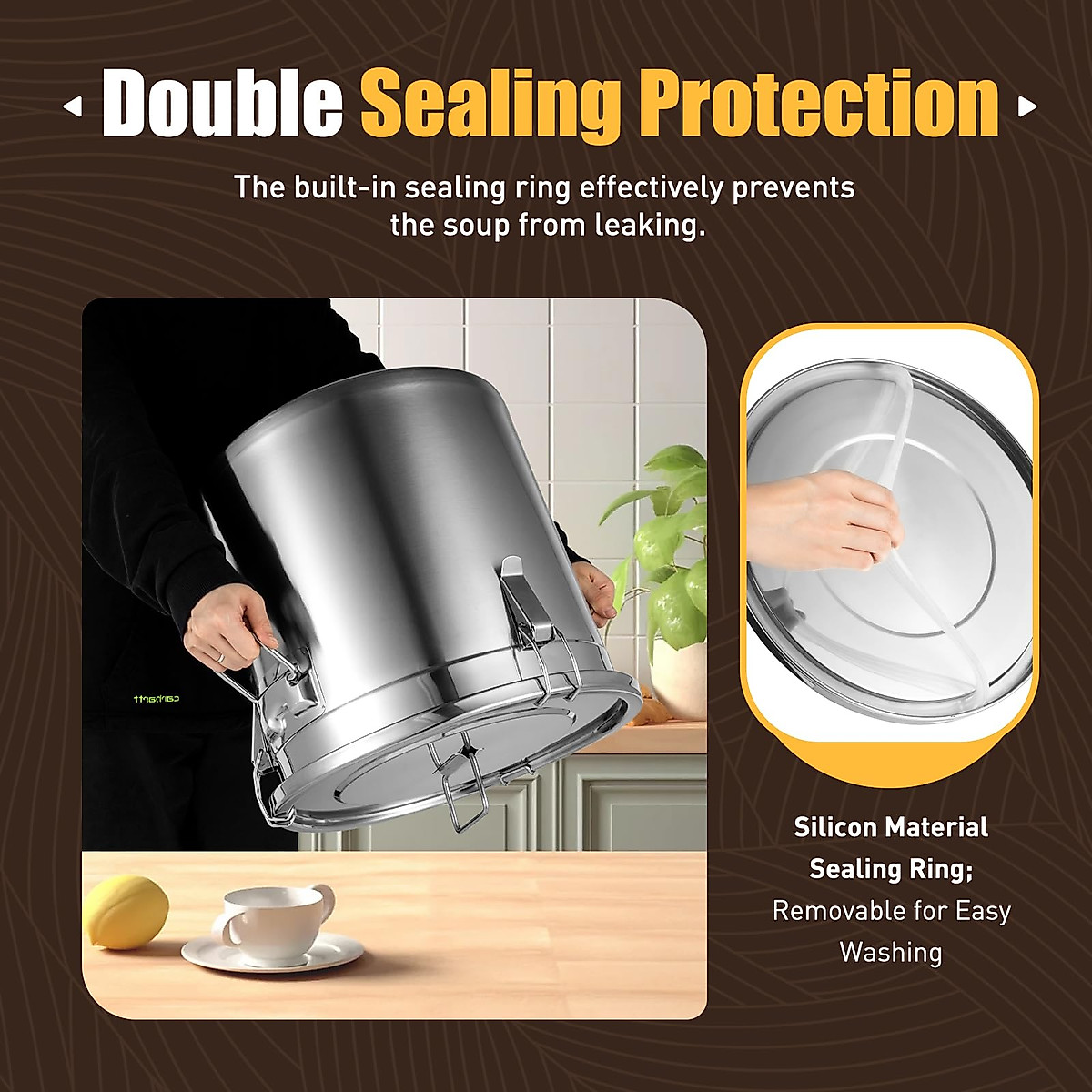 GXFCHYL Stainless Steel Airtight Canister for Kitchen, Rice Cereal Grain Canisters Container with Handles and Lid for Household Kitchen Food (33, Cylinder, 1, JJFTBLC3WDHS8-SHA)