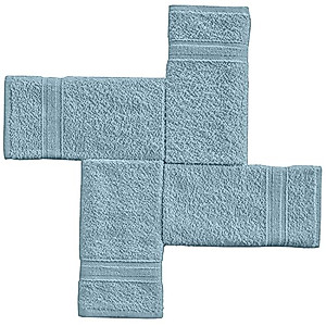 All Design Quick-Dry, High Absorbent 100% Cotton Towels for Bathroom Guests Pool Gym Camp Travel College Dorm (4 Piece Washcloth Set, Blue)