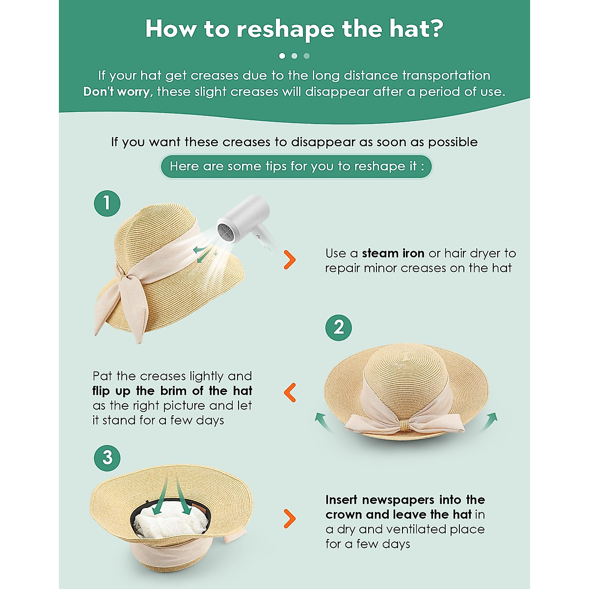 UWILL Cute Sun Hat Womens Wide Brim Foldable Straw Hats Beach Sun Hats for Women Floppy Summer Hats UPF 50+ (as1, Alpha, m, l, Beige) 1