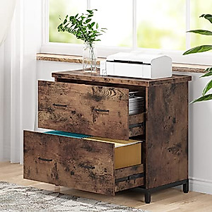 Tribesigns 2-Drawer File Cabinet, Wood Lateral Filing Cabinet, Home Office File Cabinet for A4, Letter Size, Rustic Brown