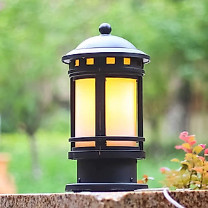 MODEBHD European Acrylic Column Lamps Victoria Glass Lantern Outdoor Table Lamp Waterproof Pillar Lawn Garden Lamp E27 Decoration Villa Landscape Grass Door Street Post Light Fixture