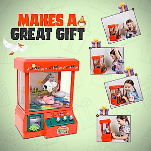 Bundaloo Claw Machine Arcade Game - Electronic Mini Candy and Toy Grabber Dispenser - with Sound & 3 Mini Plush Farm Animals