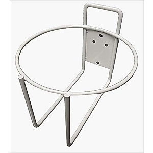 Wall Mounted Gallon Jug Holder w/ Hardware Included | Heavy Duty Steel Frame & Bracket USA Made | Round Bottle Hand Sanitizer, Soap, Detergent & Garage Storage Rack | Powder Coated White