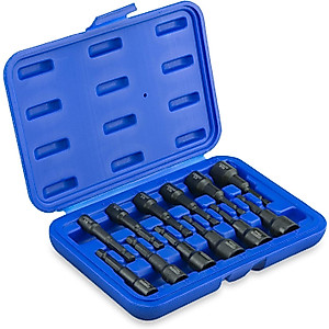 NEIKO 10250A Magnetic Hex Impact Nut Driver Set, 12-Piece Driver Bit Set for Drill, Cr-V Steel, 1/4" Quick-Change Hex Shank Nutsetters, Impact Rated SAE & Metric Master Impact Driver Socket Set