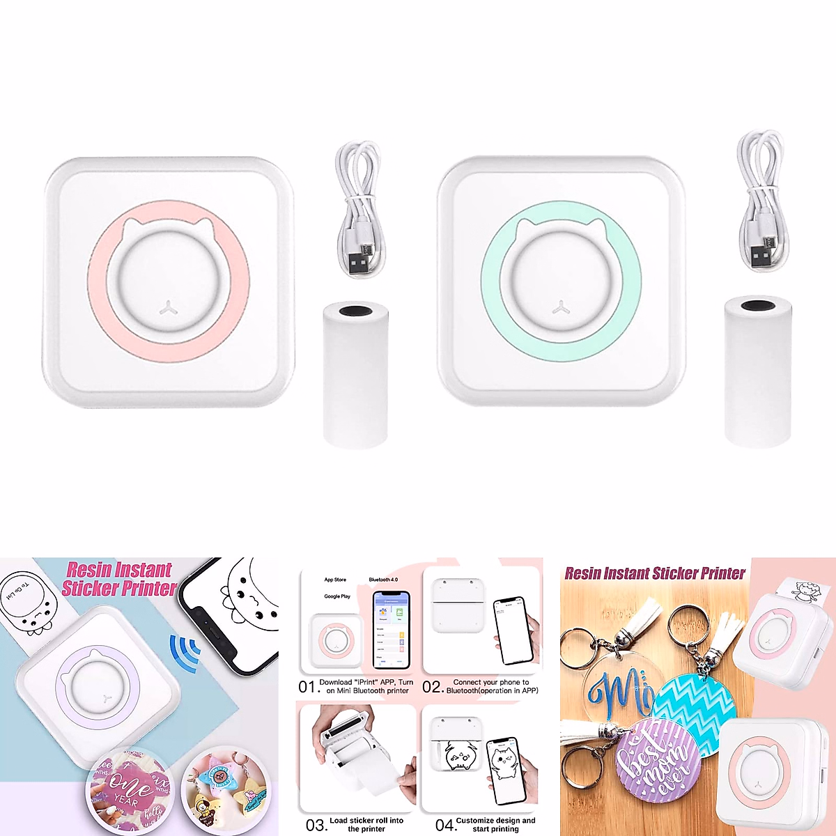 XINdream Sticker Maker Machine, Label Maker Portable Printer, Mini Sticker Printer with Tape Easy to Use Inkless Rechargeable Office Home