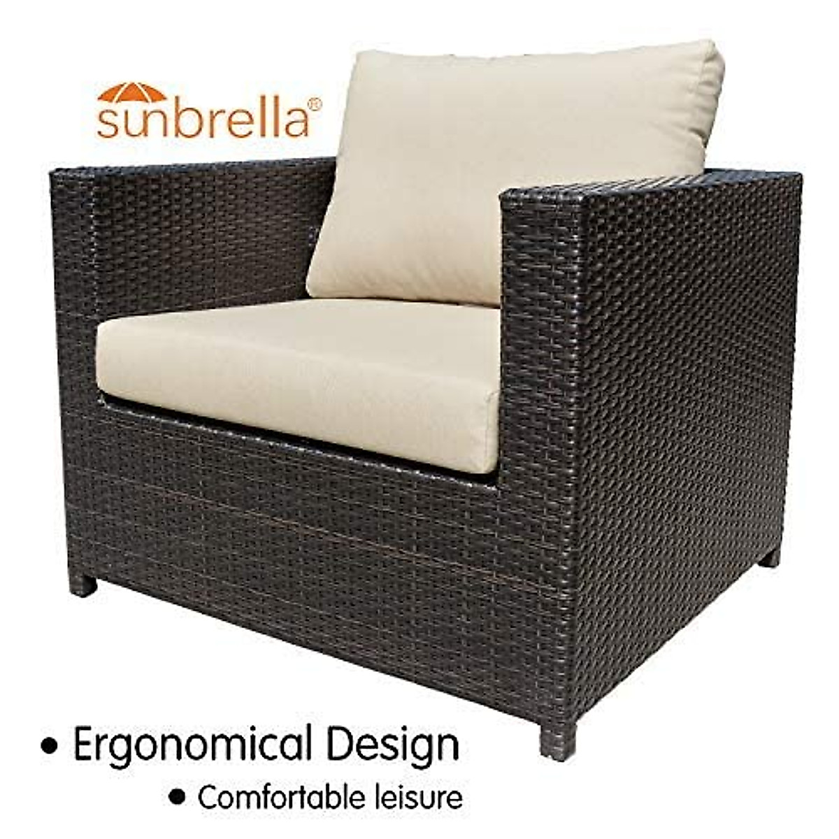 ovios 6 Pieces Patio Furniture Set, Outdoor Wicker Rattan Sectional Sofa Set with Comfy Cushions, All Weather Assembled Furniture Set, No Assembly, Brown Wicker, Beige Cushion