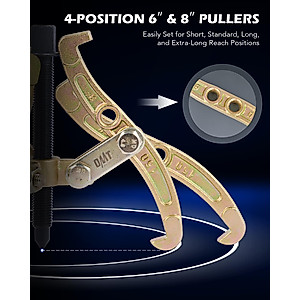 Orion Motor Tech Gear Puller Set, 3" 4" 6" 8" 3 Jaw Puller Kit for Pulley Gear Bearing Flywheel Removal, Heavy Duty Pulley Puller with Reversible Jaws 4 pcs Bearing Puller Tool Kit