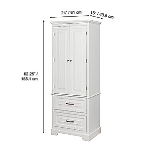 Teamson Home St James Linen Tower with 2 Doors and 2 Drawers with White Finish
