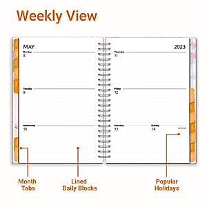CRANBURY 2023 Planner Weekly Monthly (6x8.25", Watercolor), 2023 Small Planner Book, 8 x 6 Agenda Book, Yearly Calendar Planner, Monthly Tabs, Bookmark, Notes, Bonus Pocket, Stickers
