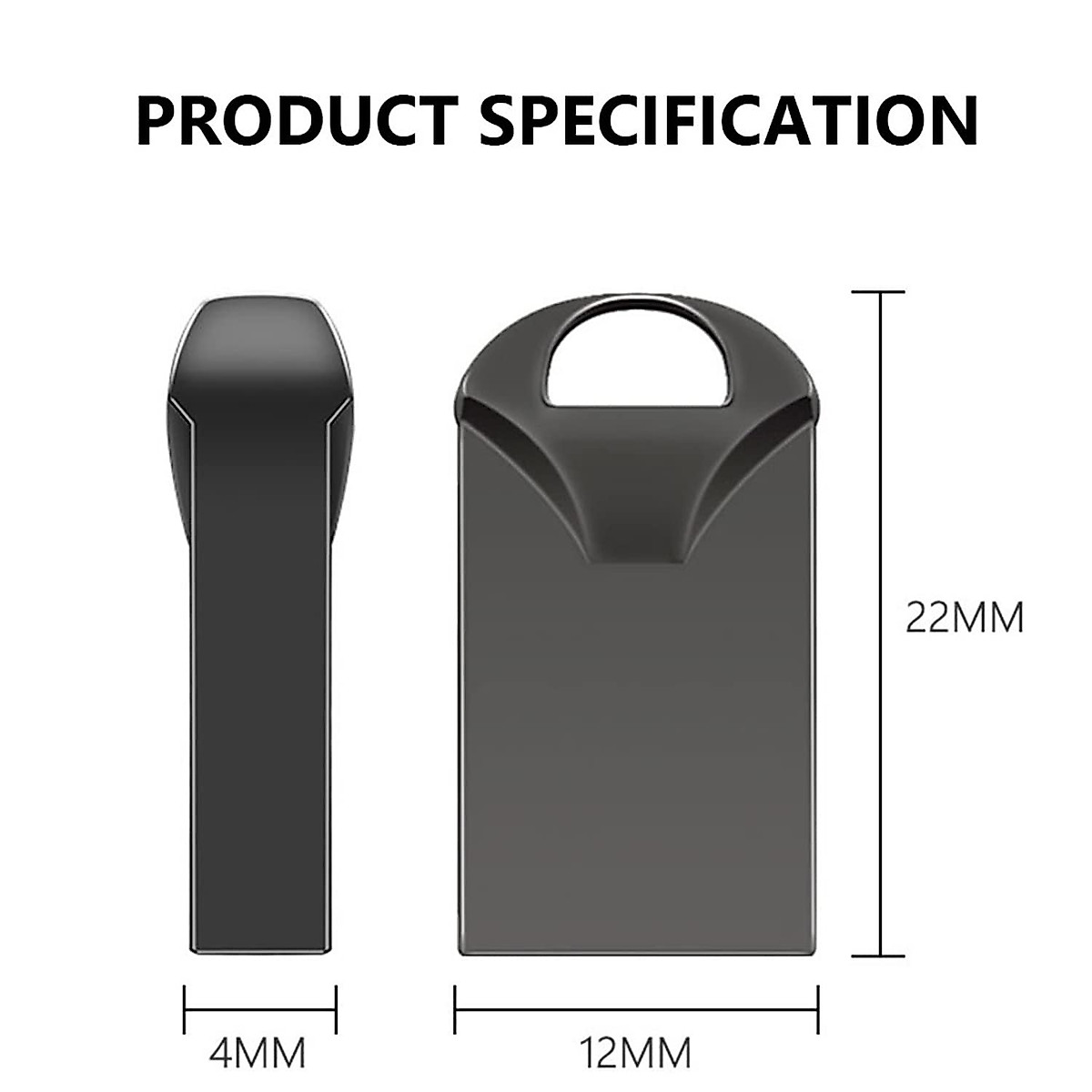 2GB Mini USB Flash Drives Memory Sticks Thumb Drive pendrives U-Disk for Car Music Speaker (Black 2GB with OTG/Type-C Converter)