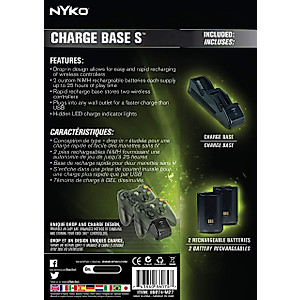 Nyko Charge Base S - 2 Port Controller Charger with 2 Rechargeable Batteries for Xbox 360