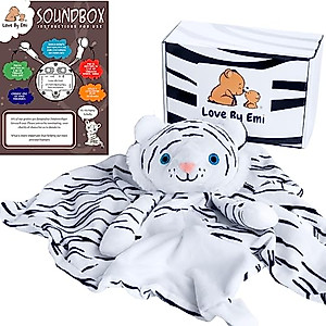 Portable Sound Machine Baby - White Noise & Lullaby – Toddler Sleep Aid - Baby Boy or Girl - Baby Shower - White Tiger Baby Blanket – Plush & Cuddly – Miracle for Reducing Night Time Wake ups