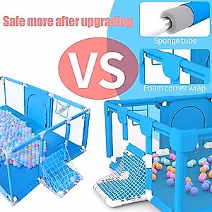 Bouncats Baby playpen, Kids Baby Ball Pit, Playpen for Babies,Indoor & Outdoor Playpen for Babies and Toddlers, Infant Safety Gates with Breath