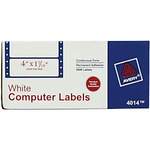 Avery 4014 Dot Matrix Mailing Labels, 1 Across, 1 7/16 x 4, White (Box of 5000)