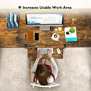 BONTEC Keyboard Tray Under Desk, Pull Out Keyboard & Mouse Tray with C-clamp, 25.6 Excluding Clamps (30 Including Clamps) x 11.8 Inch Steady Slide-Out Computer Drawer for Typing, Rustic Brown