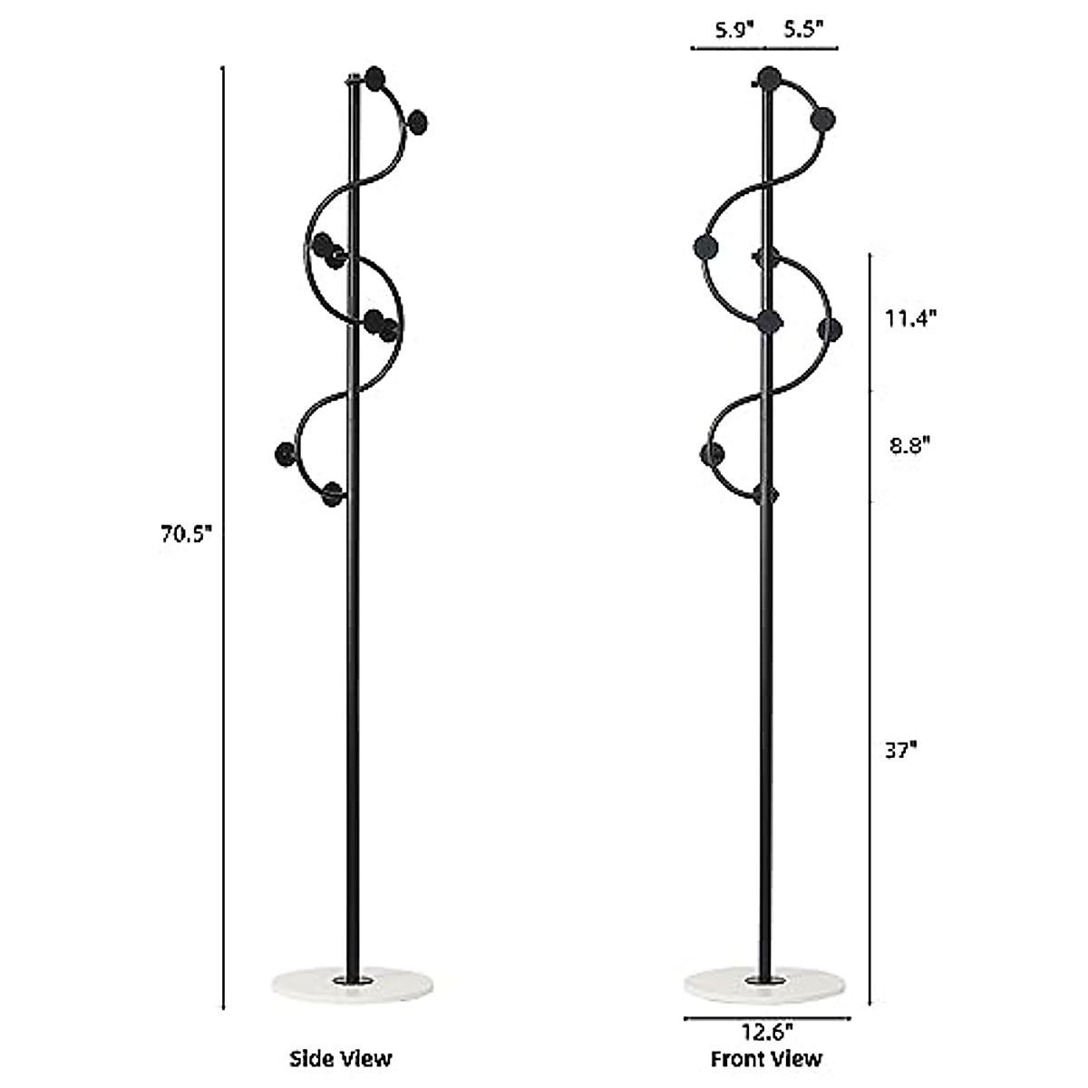 Coat Rack - Coat Racks Free Standing-Metal Standing Coat Rack with Slate Base, 8 Hooks,Perfect for Hanging Jackets, Bags, Umbrellas etc. an Ideal Coat Tree for Entryways, Living Rooms, and Bed Rooms