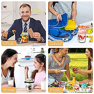DNANAOL Overnight Oats Containers with Lids - 16 oz Overnight Oats Jars Set of 4, Reusable Yogurt Mason Jars with Lids & Spoons, Large Capacity Airtight Jars for Milk, Cereal, Fruit To Go Containers