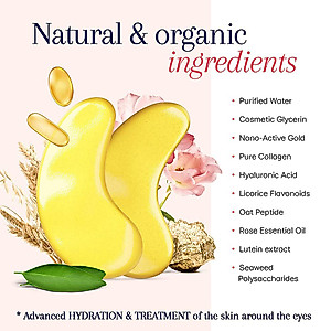 Under Eye Patches, 30 Pairs Gold Eye Mask, Eye Gel Pads With Collagen Treatment for Reducing Dark Circles, Lighten Wrinkles Anti-Aging Moisturizing, Fine Lines Eye Bags Puffiness for Women Men