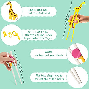 7 Pairs Kids Training Chopsticks Cute Animals Chopsticks Learning Chopstick Helper with Attachable Trainer Chopstick Set for Children Beginners Adults, Easy To Use, Reusable and Dishwasher Safe