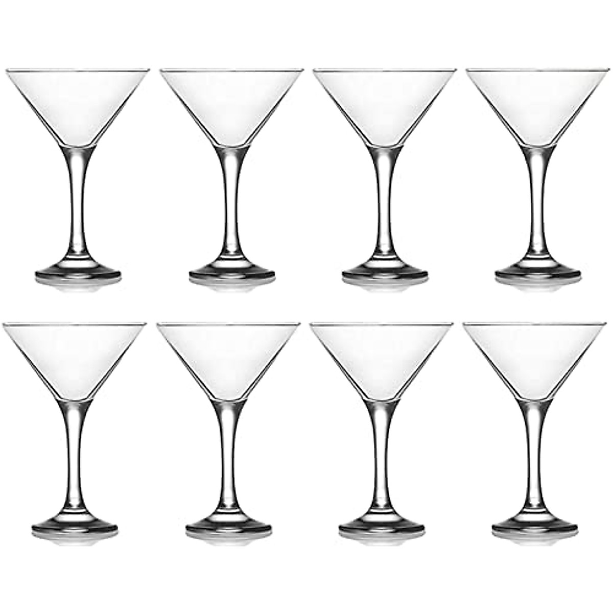 epure Milano Collection 8 Piece Stemmed Martini Glass Set - For Drinking Martinis, Manhattans, Vodka, Gin, and Cocktails (Martini Glass (6 oz))