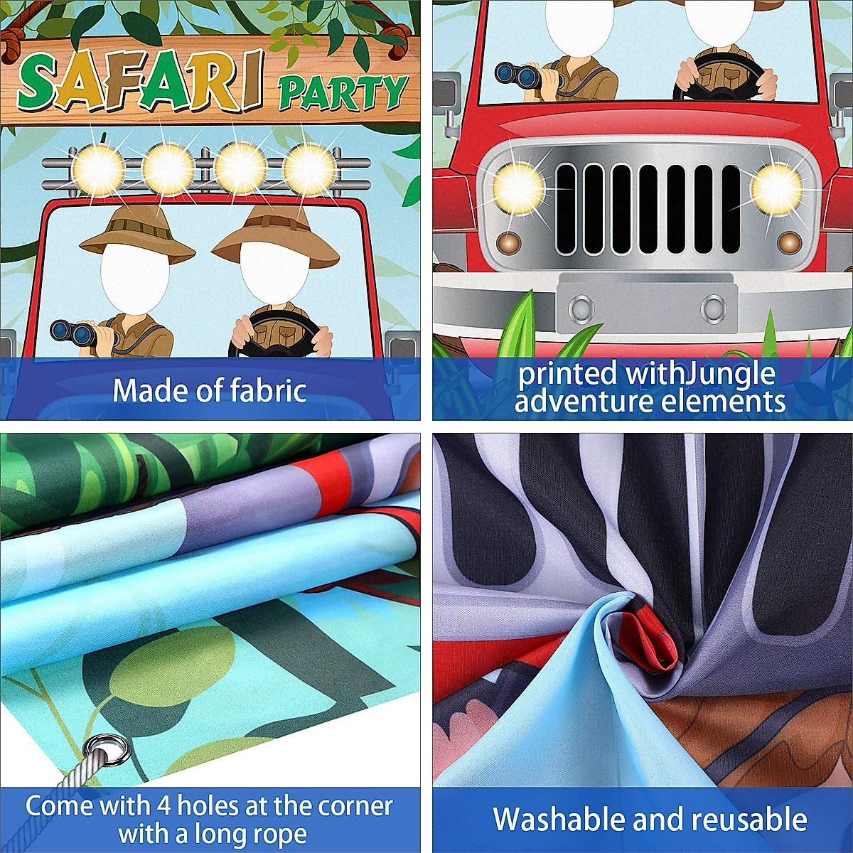 Jungle Photo Prop, Large Fabric Jungle Adventure Photo Door Banner Background, Funny Jungle Games Supplies for Jungle Party Decorations, 59 x 39.4 Inch