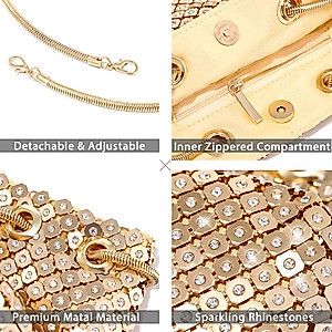 Yokawe Women's Bling Crystals Evening Clutch Bag Sparkly Metal Sequins Purse Glitter Rhinestone Bucket Bags Prom Cocktail Party Wedding Handbags (Gold)