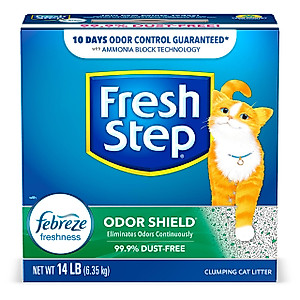 Fresh Step Clumping Cat Litter, Odor Shield, Long Lasting Odor Control Kitty Litter with Activated Charcoal, Low Dust Formula, 14 lb (Pack of 2)