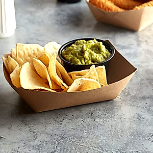 SENENQU 250 PCS 3 lb Paper Food Boats Disposable Kraft Brown Paper Food Trays, Take Out Food Serving Boats Trays for Party Snacks,Nachos,Hot Dogs Boats Tacos BBQ Tray