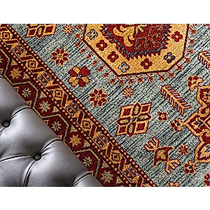Unique Loom Sahand Collection Area Rug - Shapur (8' Round, Light Blue/ Light Brown)