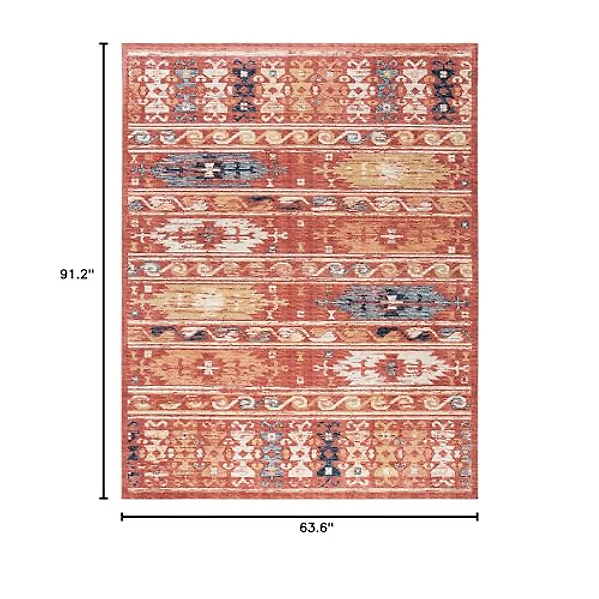 SAFAVIEH Charleston Collection Area Rug - 5'3" x 7'6", Rust & Ivory, Boho Distressed Design, Non-Shedding & Easy Care, Ideal for High Traffic Areas in Living Room, Bedroom (CHL421Q)