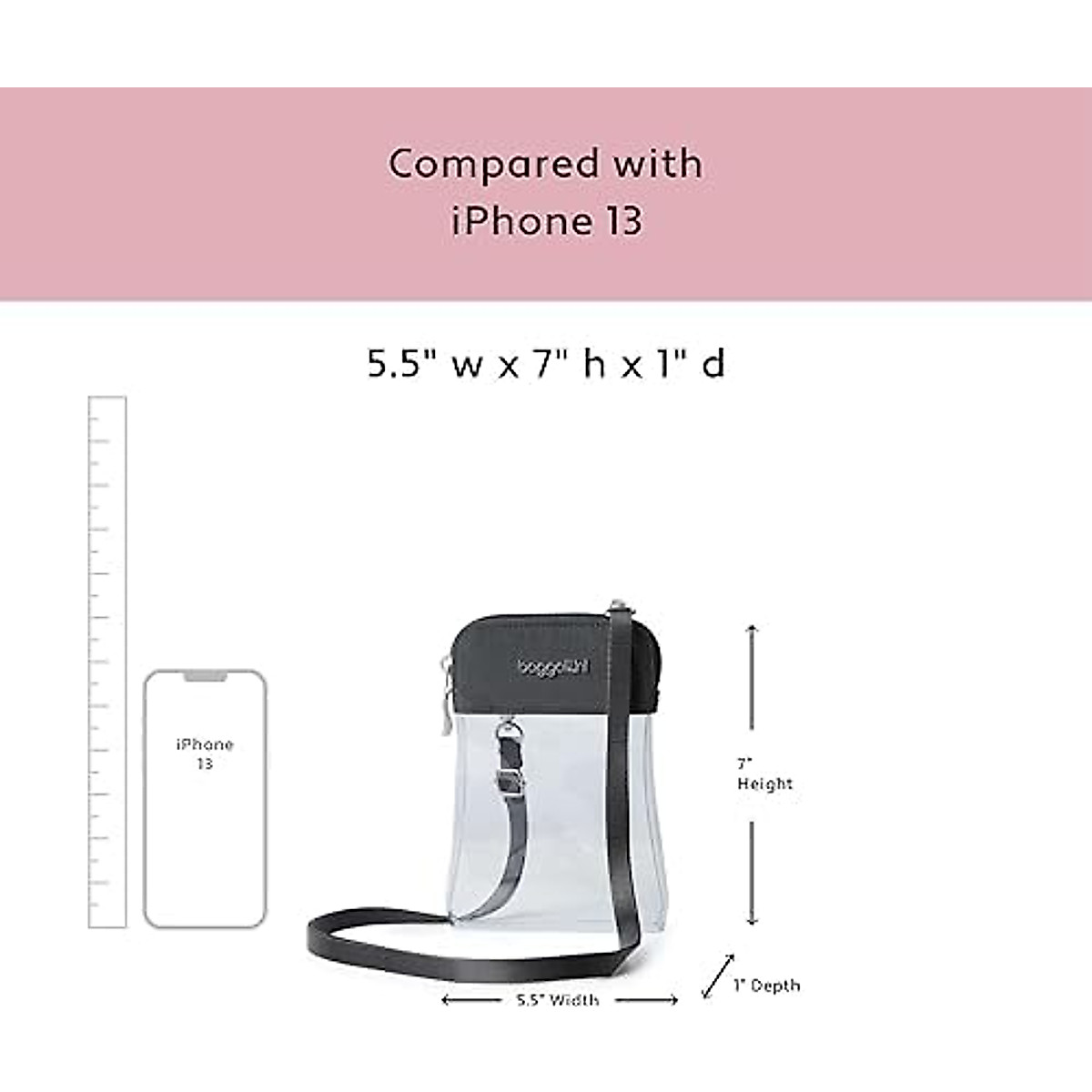 Baggallini Womens Clear Bryant Crossbody, Midnight Blossom, One Size US