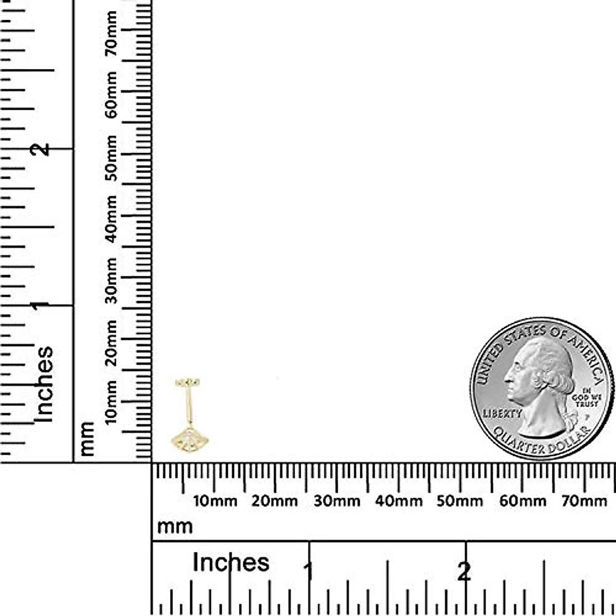 AVORA 14K Yellow Gold Simulated Diamond CZ Diamond Cage Cartilage Piercing Flat Back Earring Body Jewelry (18 Gauge)