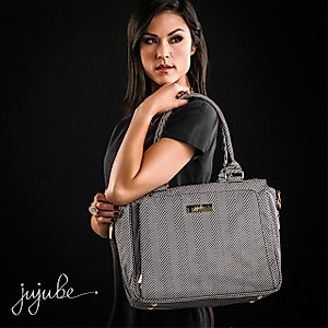JuJuBe Be Classy Structured Multi-Functional Multi-Functional Diaper Bag/Purse, Legacy Collection - The Queen of the Nile - Black/White Chevron