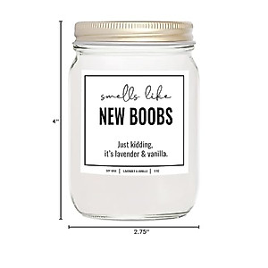 YouNique Designs Smells Like New Boobs All Natural Vegan Soy Candle 8oz - Breast Reduction, Augmentation, Mastectomy, Cancer Survivor, and After Breast Surgery Gifts for Women (Lavender & Vanilla)