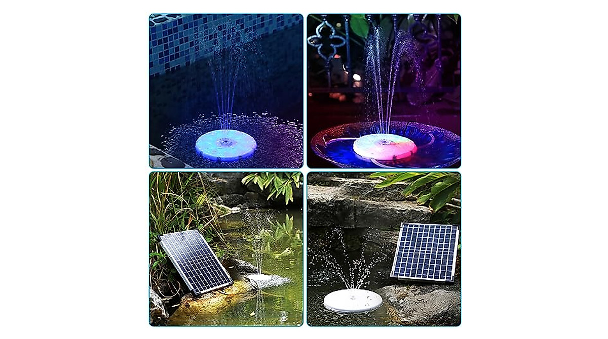 Smart 12W Solar Fountain with LED Lights & Remote Control