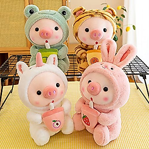Awcvire Cute Boba Pig Plush Doll, Bedtime Buddy 9.8" Plush Toy, Soft Stuffed Animal Plushies. (Pink)