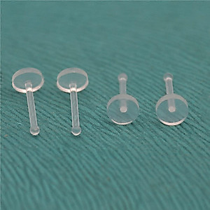 Hithop 5-Pack Clear Bioflex Flat Top Nose Ring Bone Retainers (20 Gauge (0.8mm))