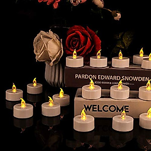 OSHINE 24-Pack Flameless Tea Lights LED Tea Lights Candles,Flickering Tea Candles Battery Included as Halloween Lights,Pumpkin Decoration,Holiday,Garden,Wedding,Party,Décor Warm Yellow